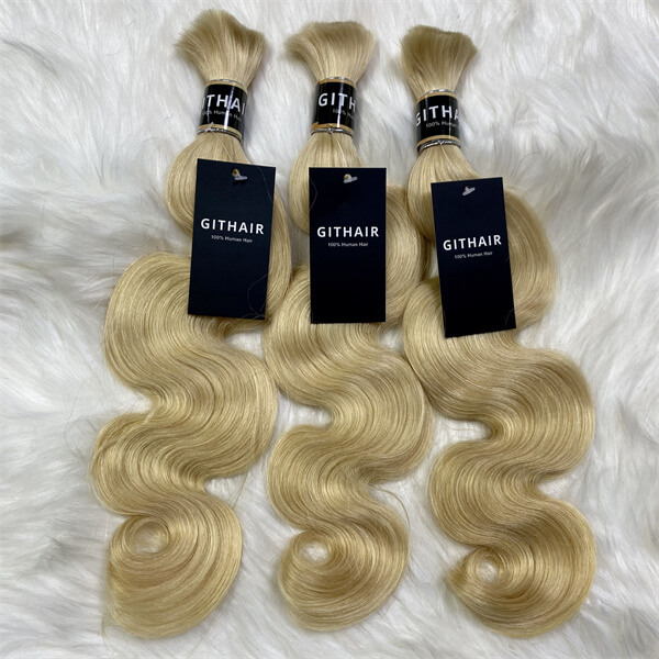 (#613) Blonde Body Wave Bulk Hair Extensions for Braiding - 100% Human Hair