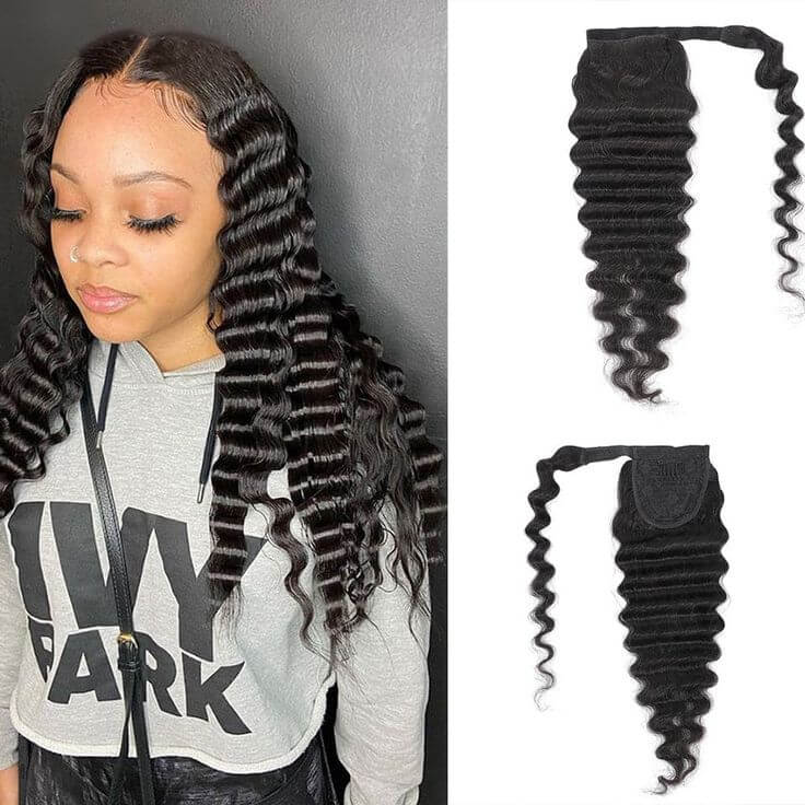 Deep Wave Ponytail Human Hair Extensions - MH
