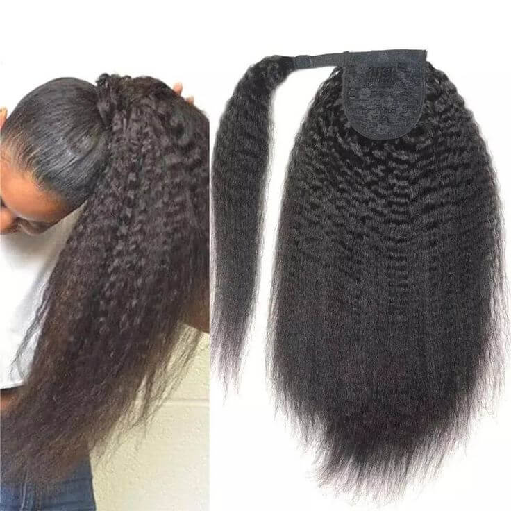 Kinky Straight Ponytail Human Hair Extensions - MH