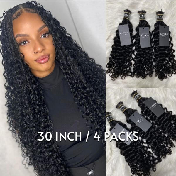 Natural Black Deep Curly Bulk Hair Sample Kit - 3 PCS | 100% Human Hair
