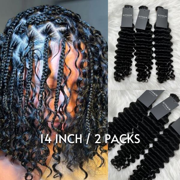 Natural Black Deep Wave Bulk Hair Sample Kit - 3 PCS | 100% Human Hair