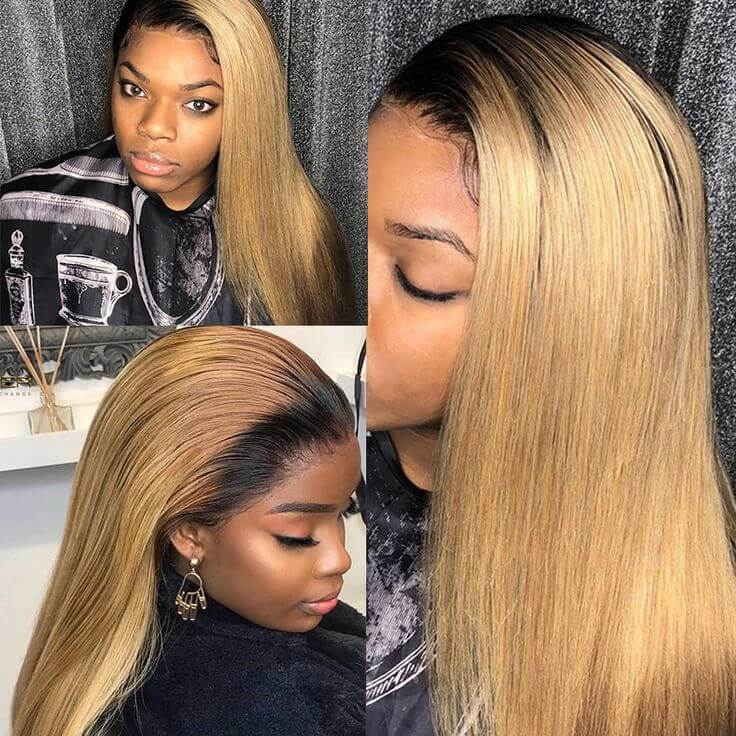 Human Hair Straight #1B/#27 - 3 Bundles & 4x4 Closure - Hair Packages ...